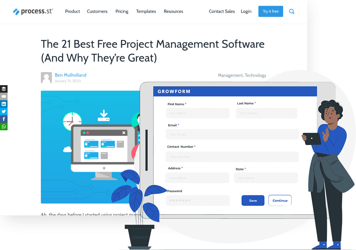 Process Street form builder by Growform